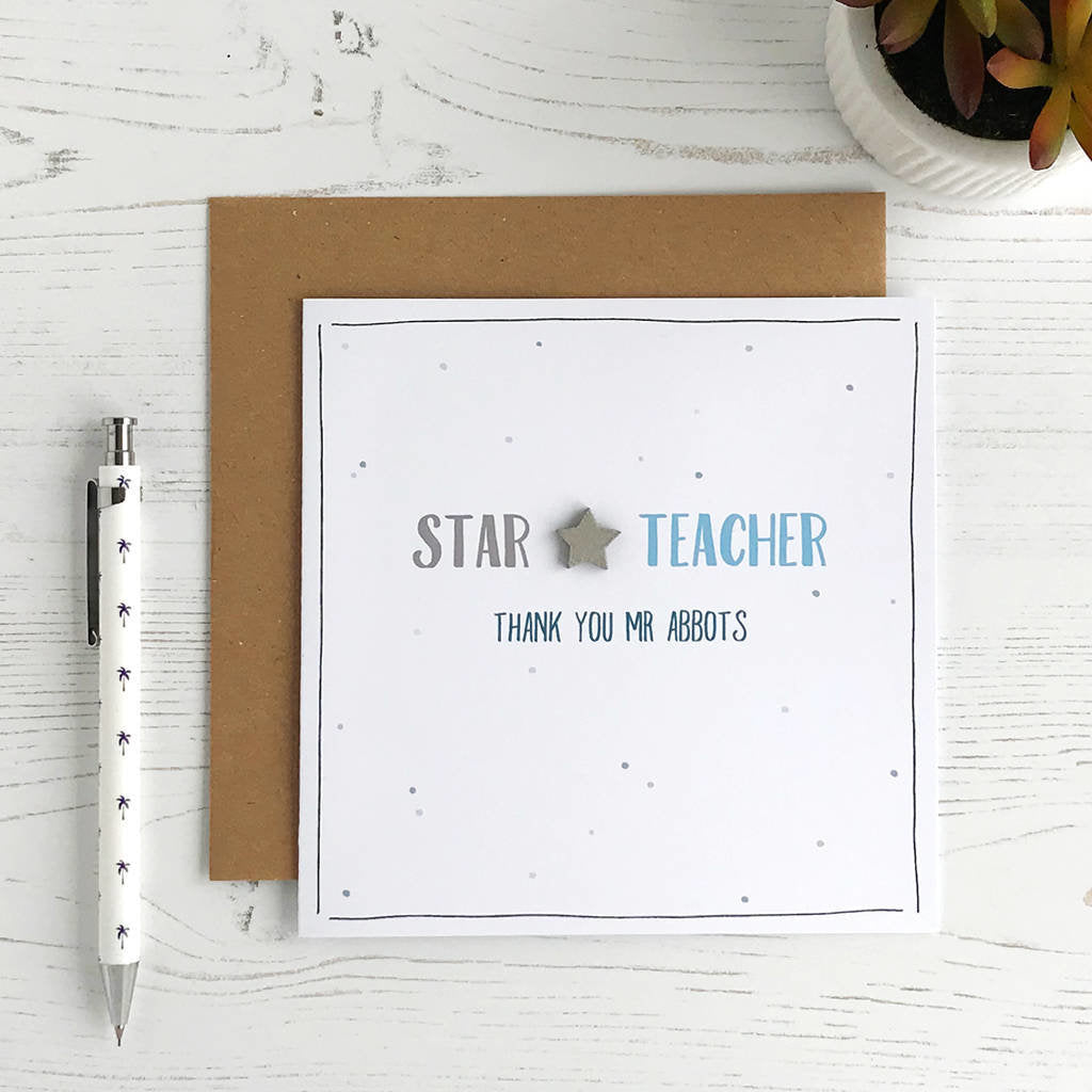 Star Teacher, Personalised Card – Cloud 9 Design